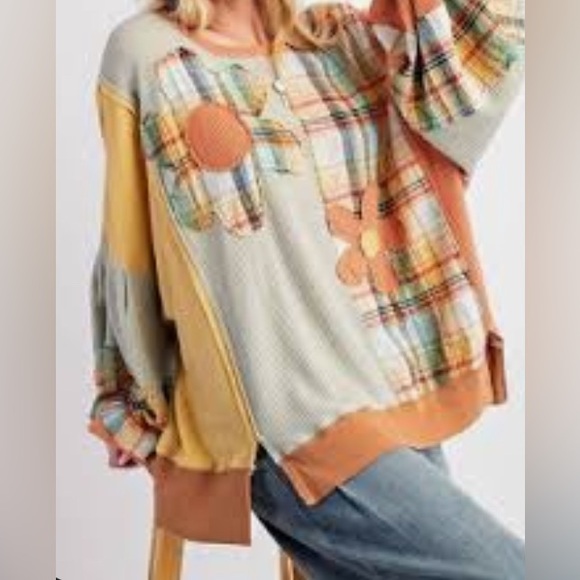 easel | Tops | Easel Colorful Patchwork Sweater | Poshmark